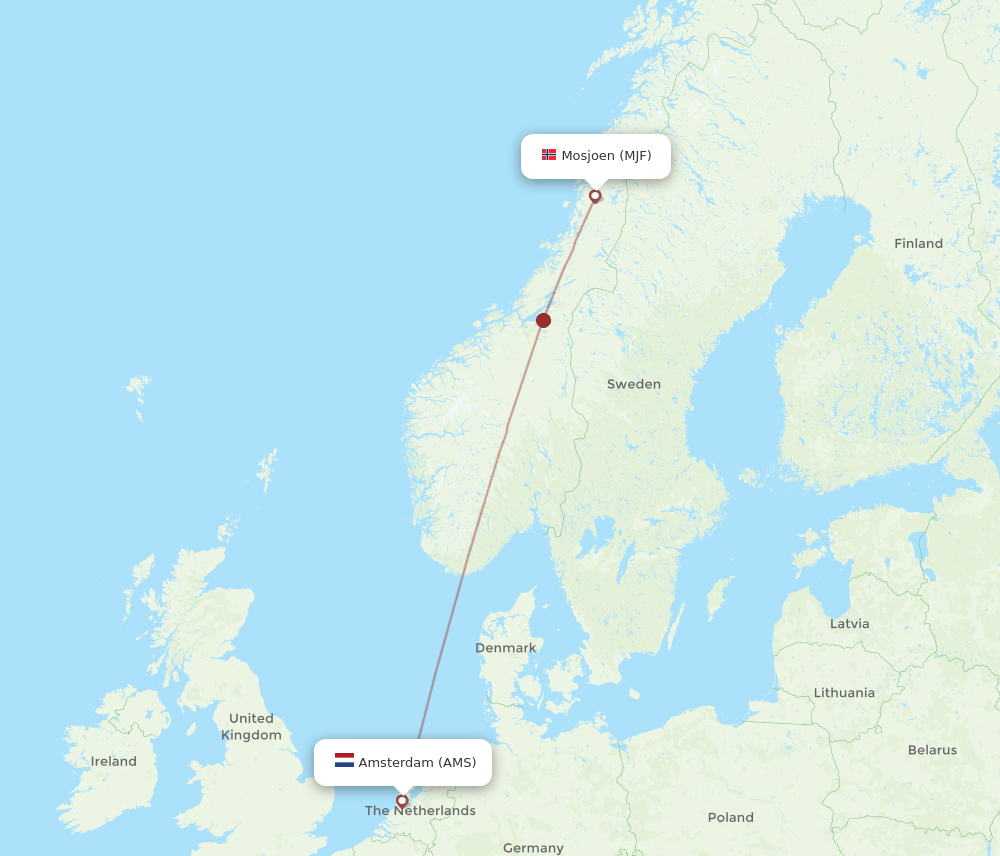 All flight routes from Amsterdam to Mosjoen, AMS to MJF - Flight Routes All flight routes from Amsterdam to Mosjoen, AMS to MJF - Flight Routes